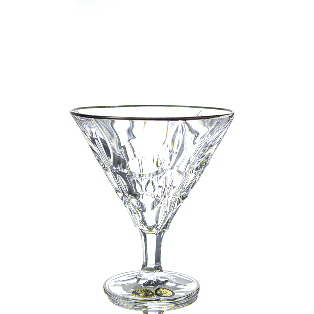 Bohemia Crystal - Jelly Set 6 Pcs Silver rim - 190 ml