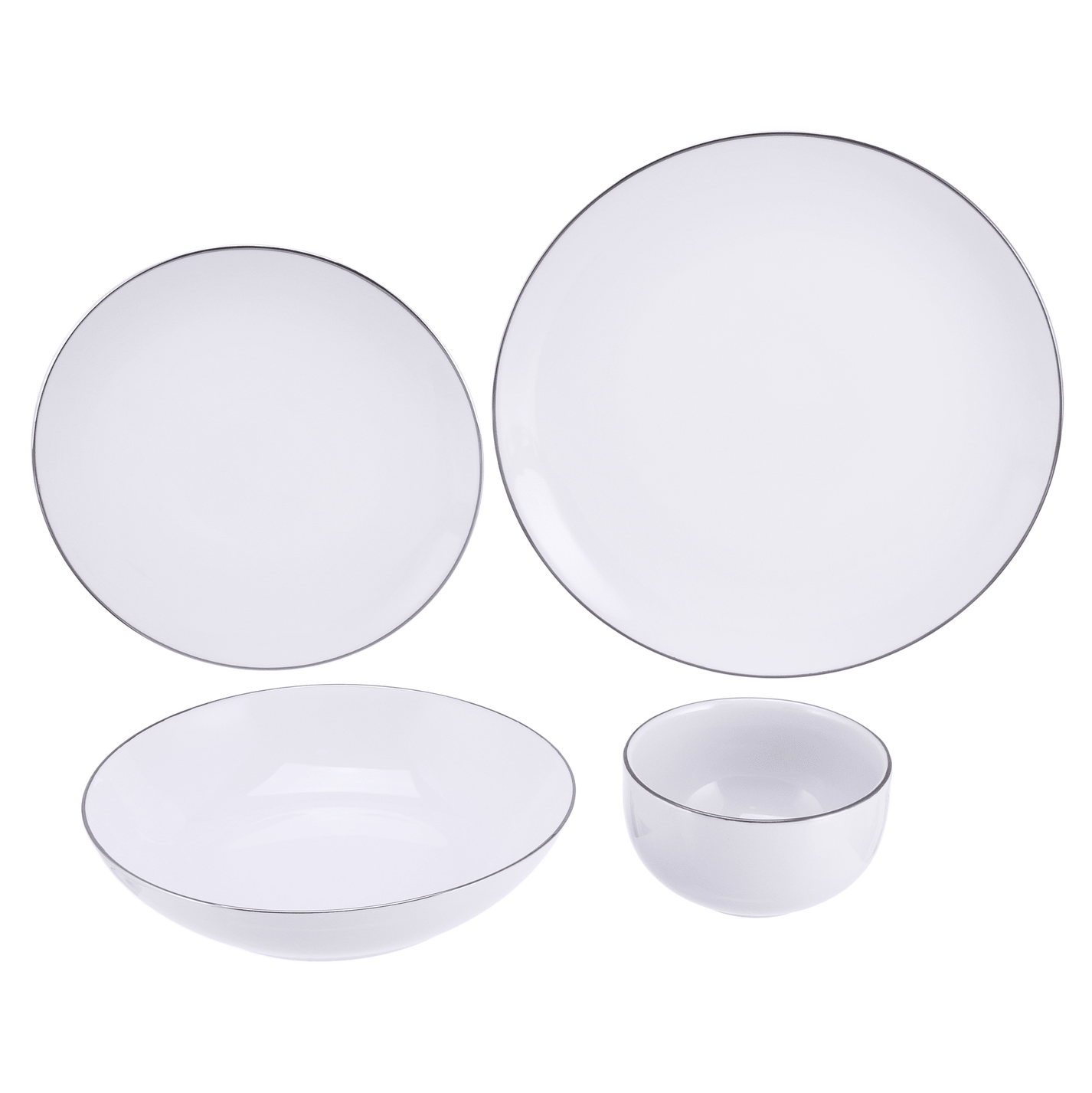 Senzo - Daily use Dinner Set 24 Pieces - Silver - Porcelain