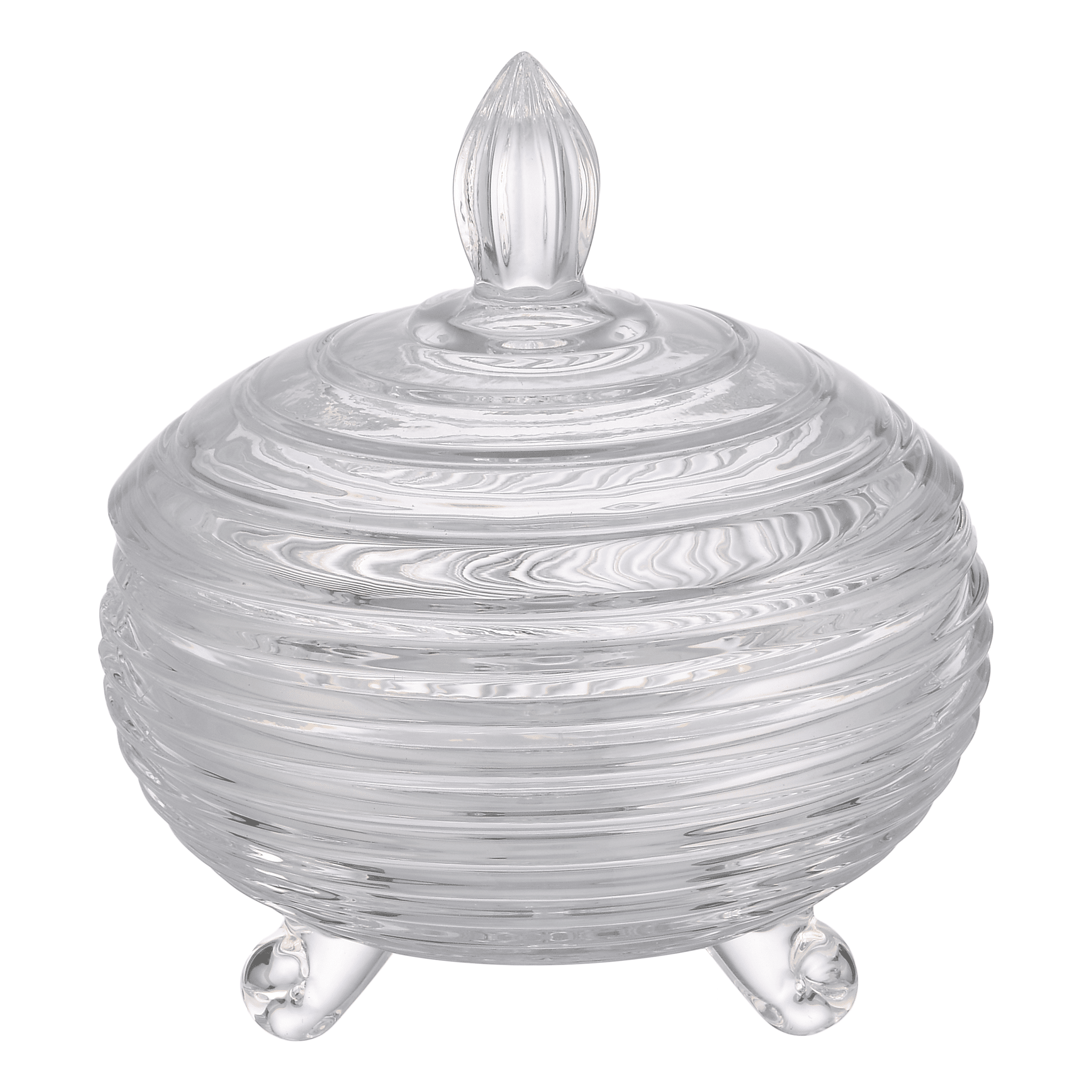 Round Glass Box with Feet - 18.5cm - Glass - 270002574