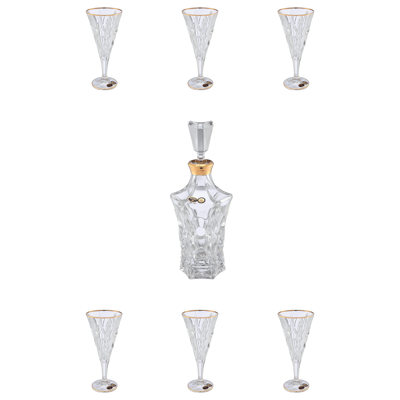 Bohemia Crystal - Drink Set 7 Pieces - Gold