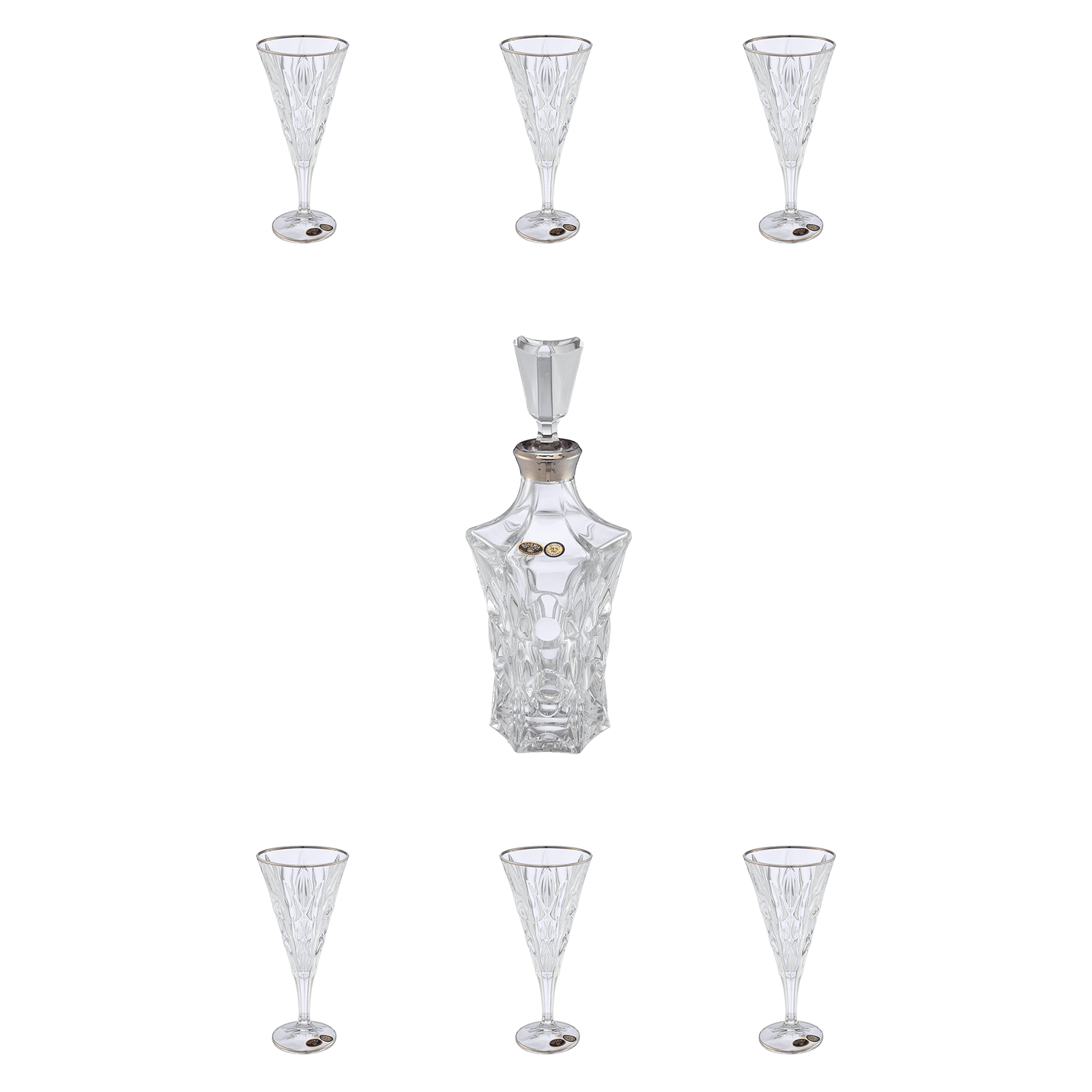 Bohemia Crystal - Drink Set 7 Pieces - Silver