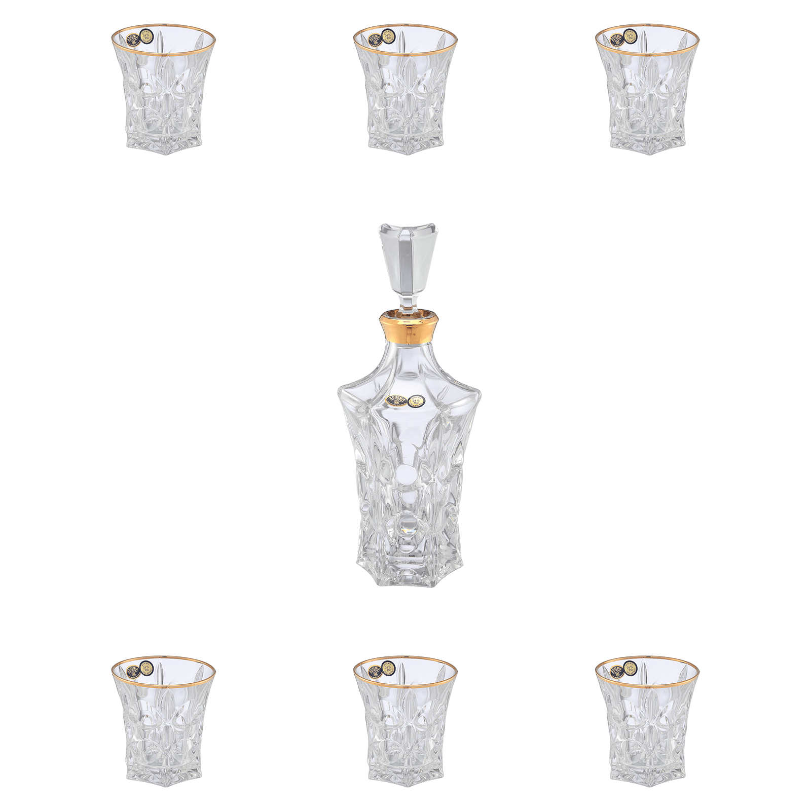 Bohemia Crystal - Drink Set 7 Pieces - Gold
