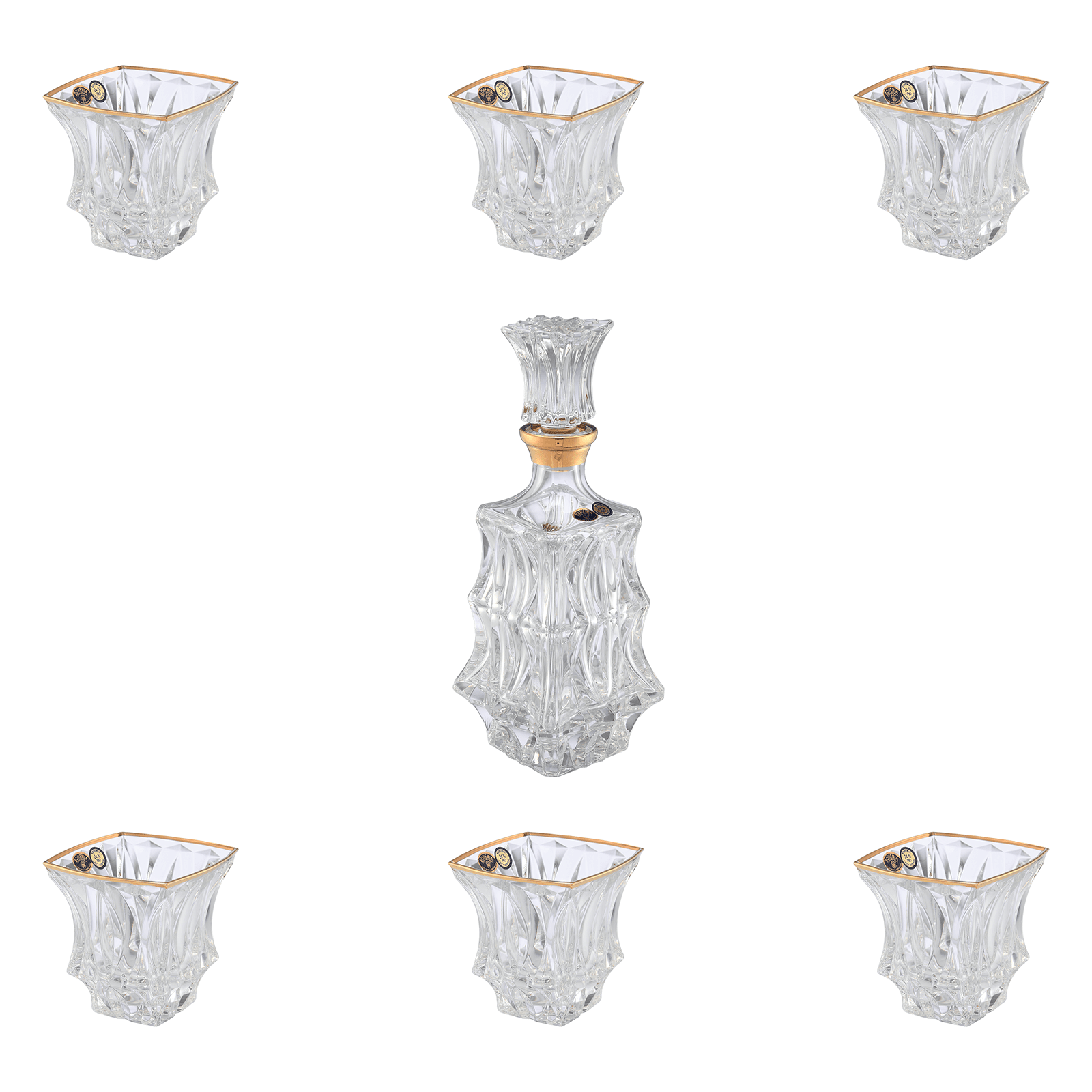Bohemia Crystal - Drink Set 7 Pieces - Gold