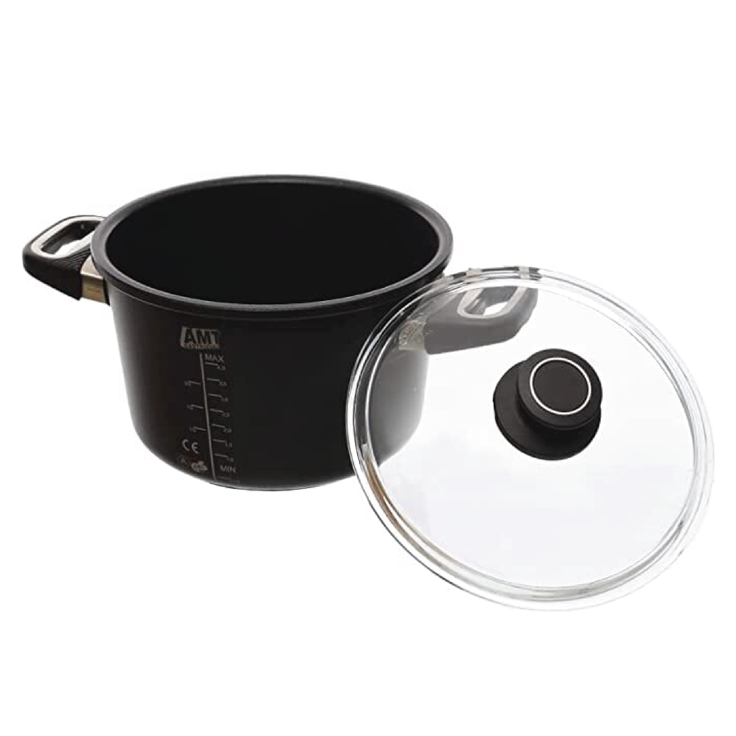 AMT - Black Pot with Glass Lid - Cast Aluminum - 22cm