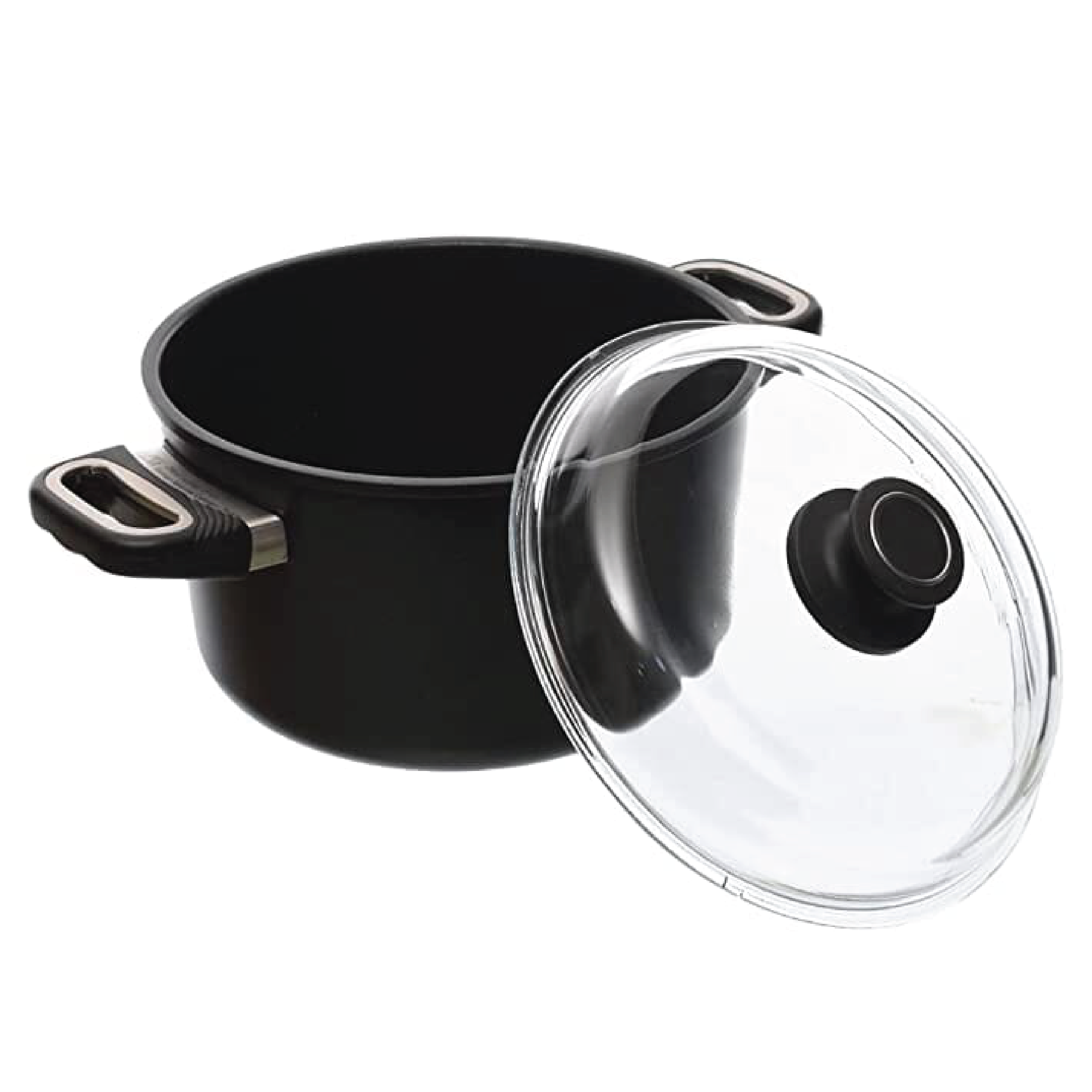 AMT - Black Pot with Glass Lid - Cast Aluminum - 24cm