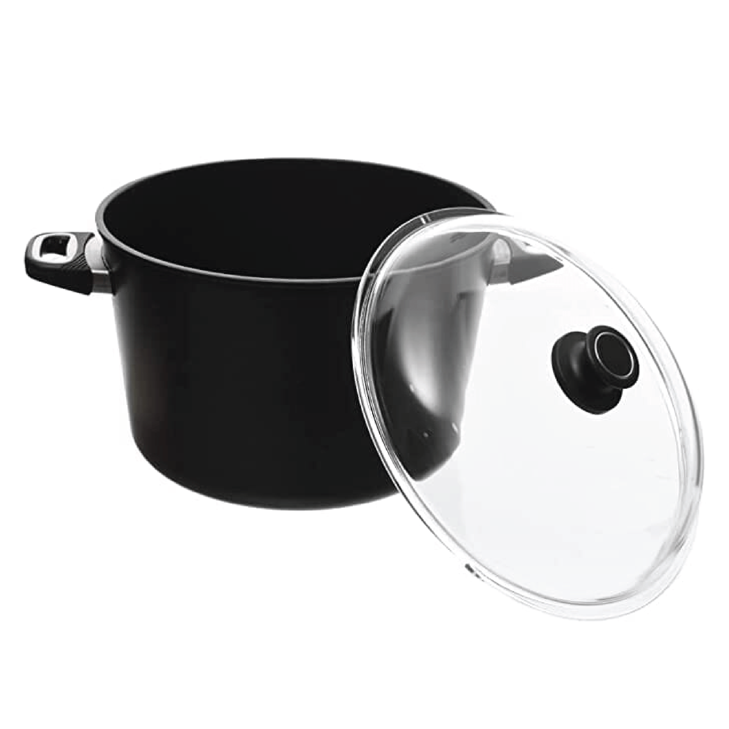 AMT - Black Pot with Glass Lid - Cast Aluminum - 21cm