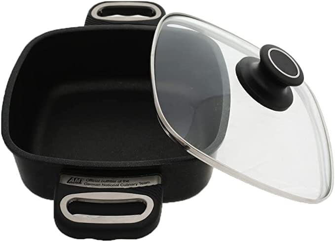 AMT - Square Shape Sweet Pot With Lid & Handles - Cast Aluminum - 20x2