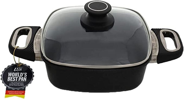 AMT - Square Shape Sweet Pot With Lid & Handles - Cast Aluminum - 20x2