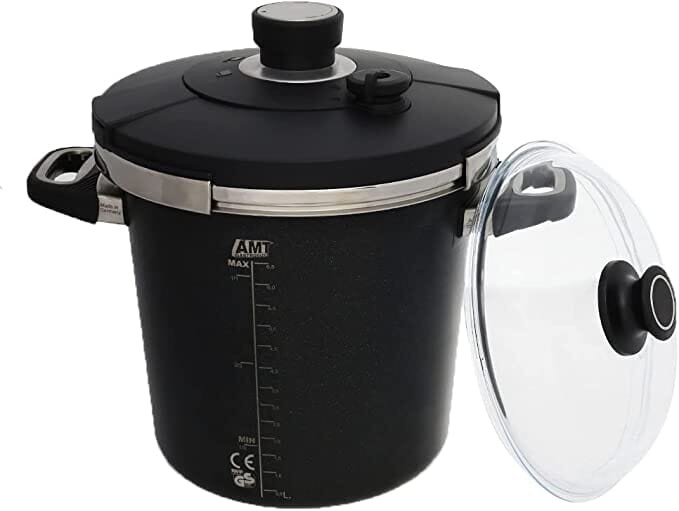 AMT - Pressure Cooker with Handles & 2 Lids - Cast Aluminum - 6.5Lit