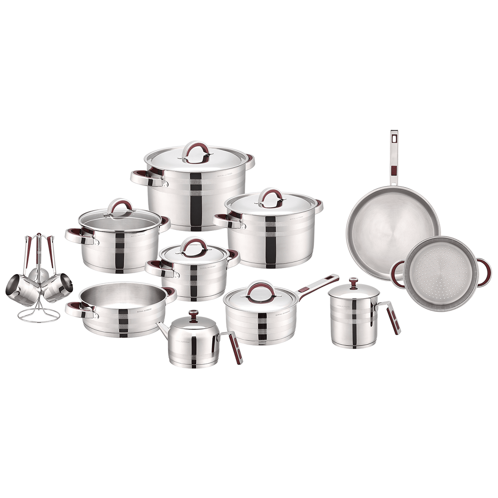 Royal Alfredo - Cookware Set 22 Pieces - Silver & Purple - Stainless S