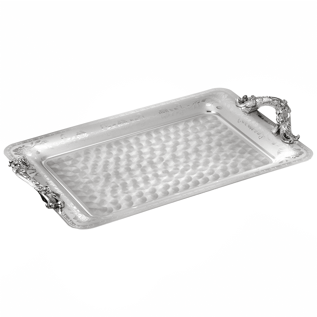 Chinelli - Rectangular Tray with Handles - Silver - 50x35cm - Stainles