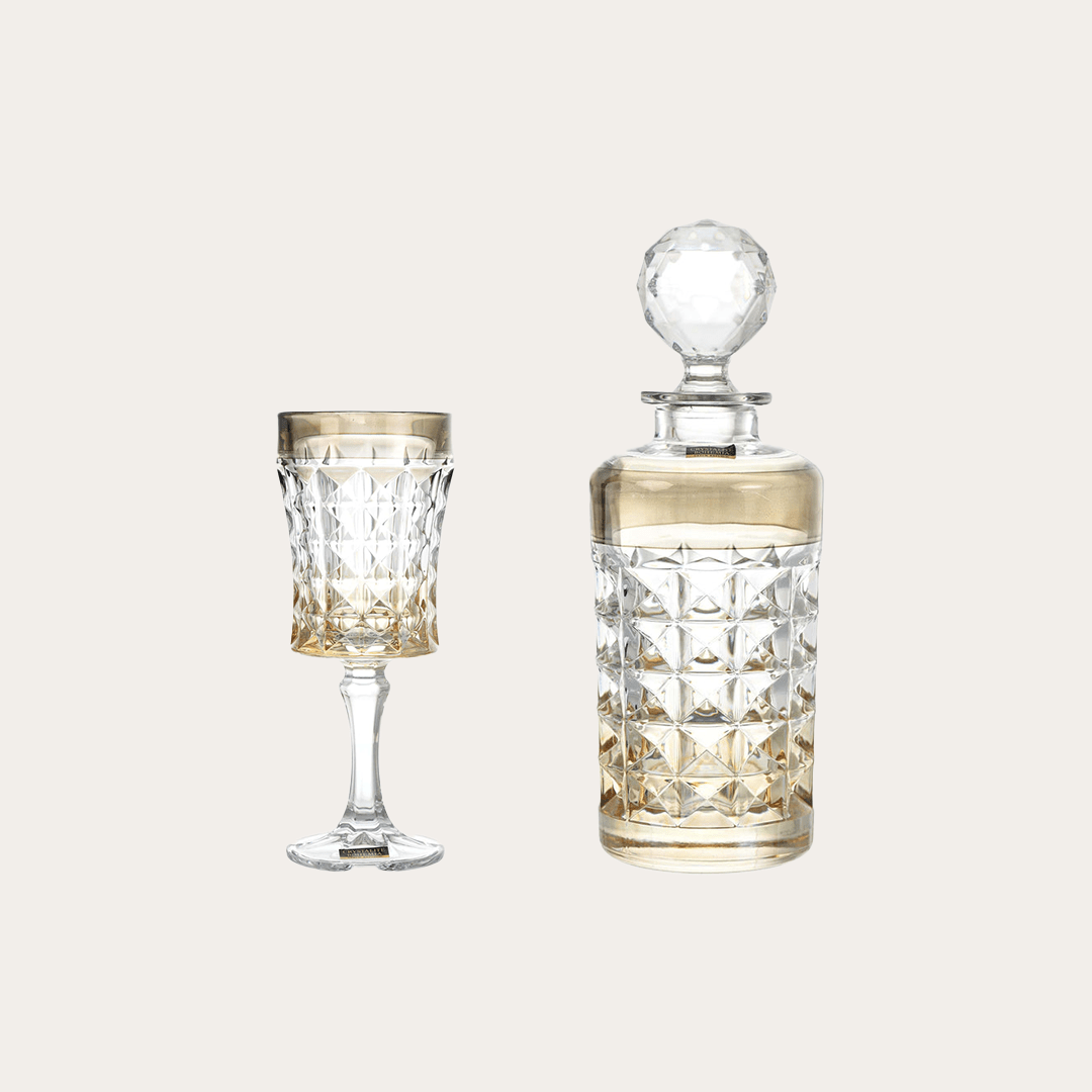 Bohemia Crystal - Diamond Drink Set 7 Pieces - Gold - Crystal