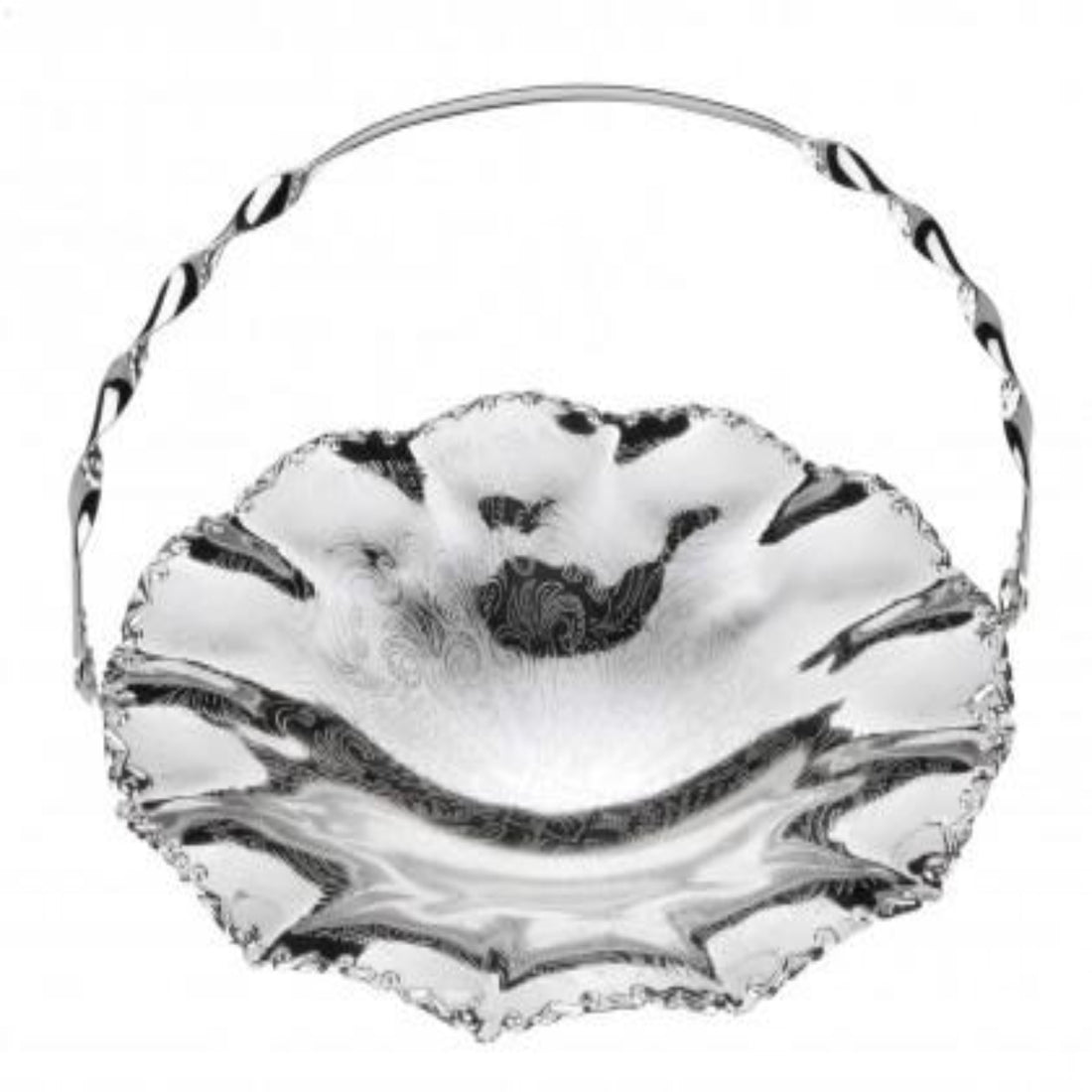 Queen Anne - Wavy Edge Plate with Base & Swing Handle - Silver Plated