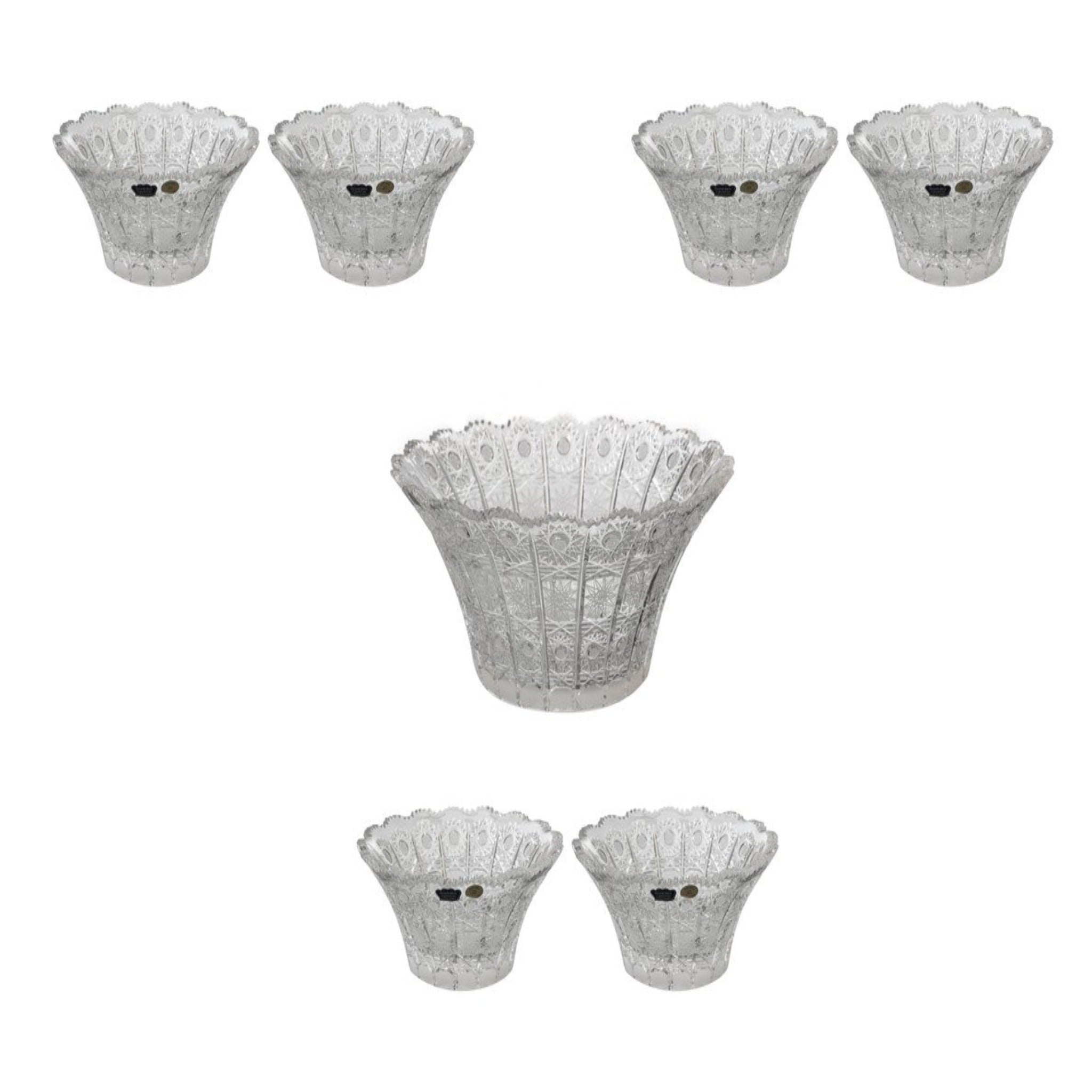 Round Bohemia Crystal Hand Cut Bowl Set 7 Pieces - 270004208