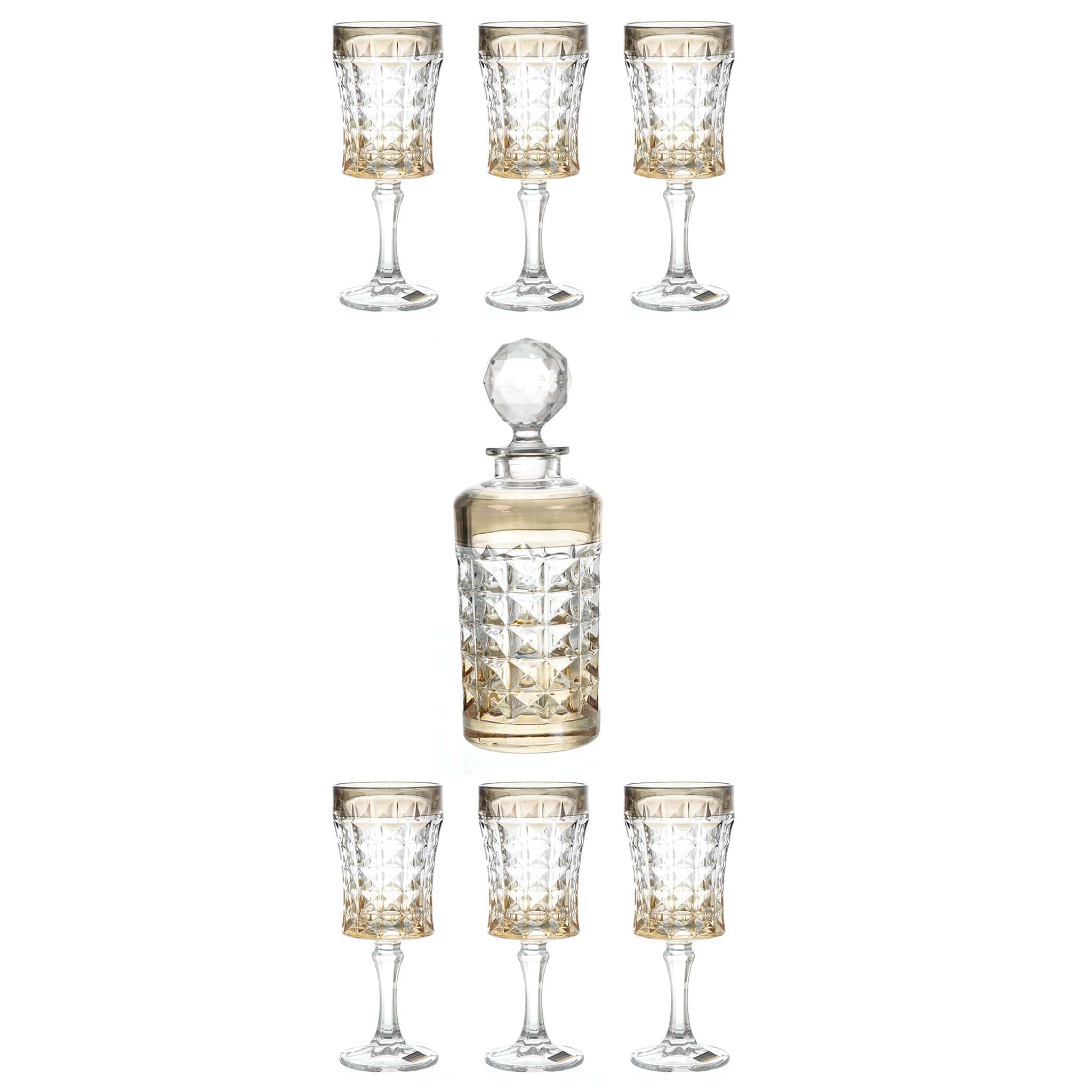 Bohemia Crystal - Diamond Drink Set 7 Pieces - Gold - 270006685