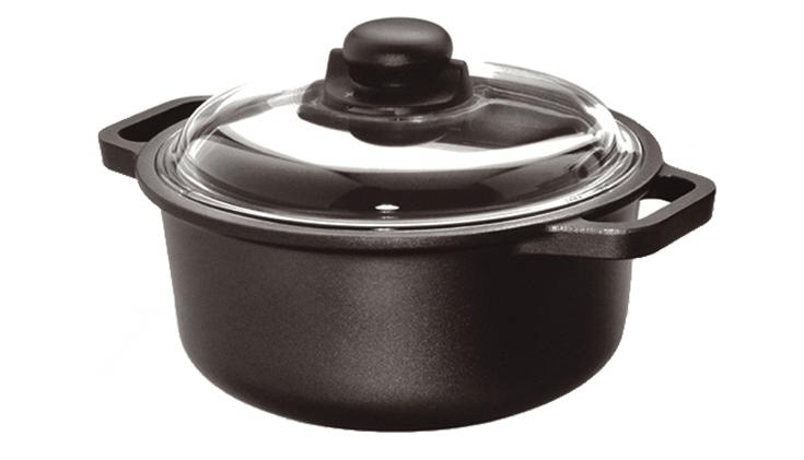 Risoli - Black Plus Pot with Glass Lid - Die Cast Aluminum - 20cm - Bl