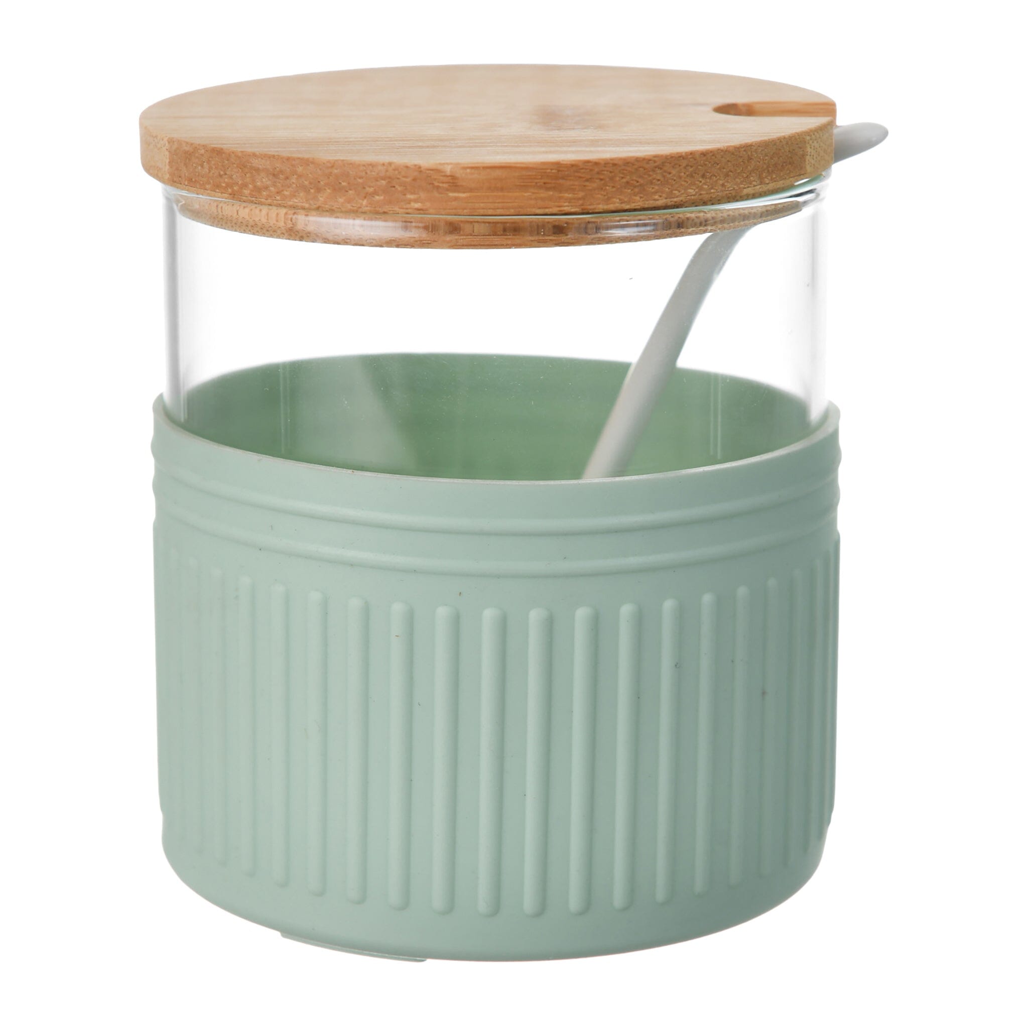 O'lala - Spices Jar with Wooden Cover, Spoon & Silicone Cover - Green