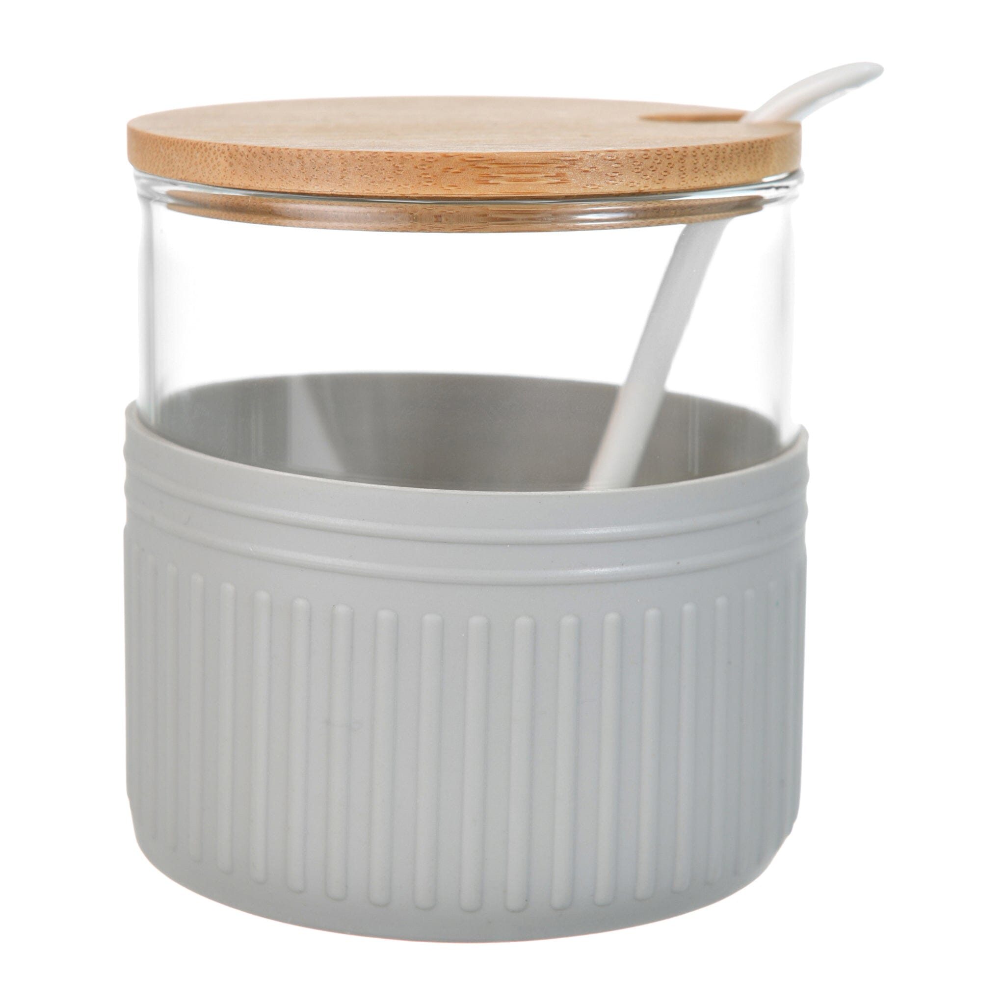 O'lala - Spices Jar with Wooden Cover, Spoon & Silicone Cover - Grey