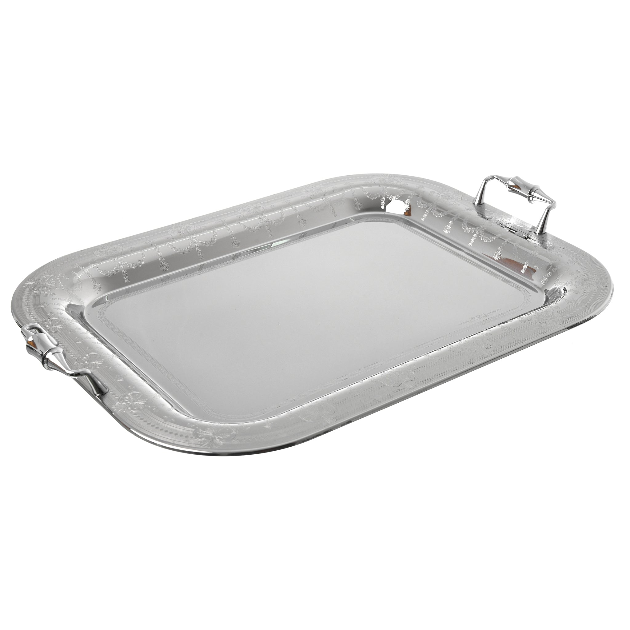 Elegant Gioiel - Rectangular Tray with Handles - Stainless Steel 18/10