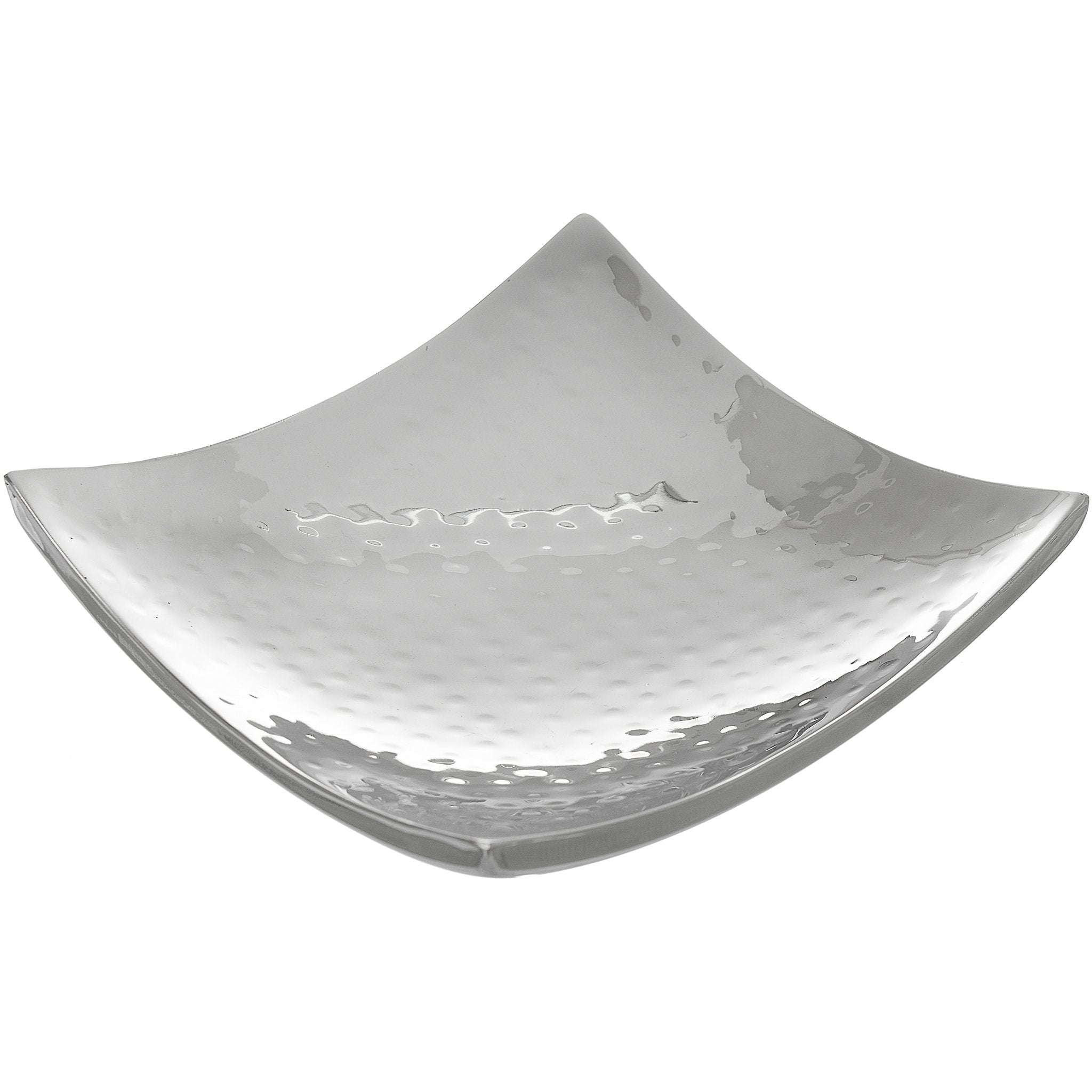Squared Hammered Wavy Plate - Stainless Steel - 19cm